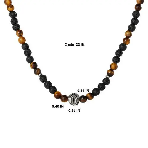 Lucky Brand Lava Rock & Tiger Eye Beaded Necklace