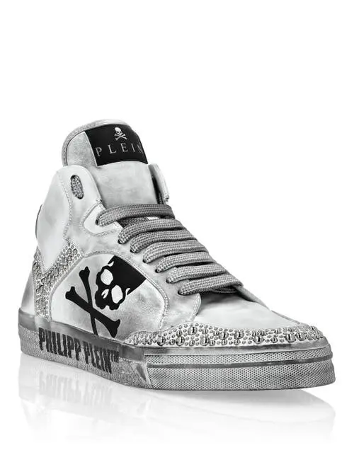 Philipp Plein Nappa Leather Hi-top Sneakers Studs Retrokickz Tm