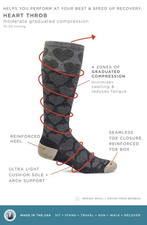 SOCKWELL Heart Throb Knee-high Compression Socks - Charcoal