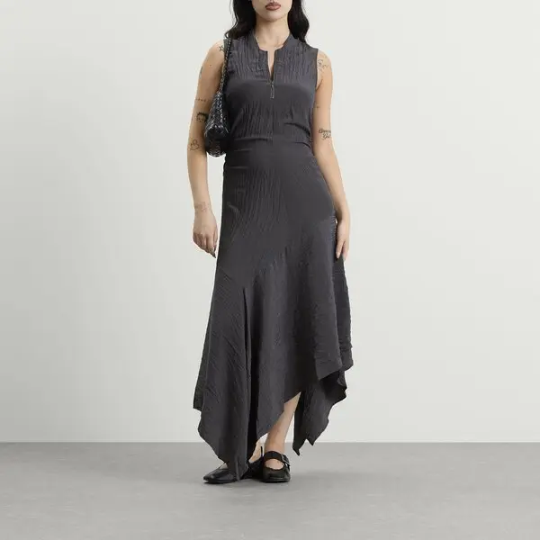 WON HUNDRED Silla Asymmetrical Zip Neck Dress