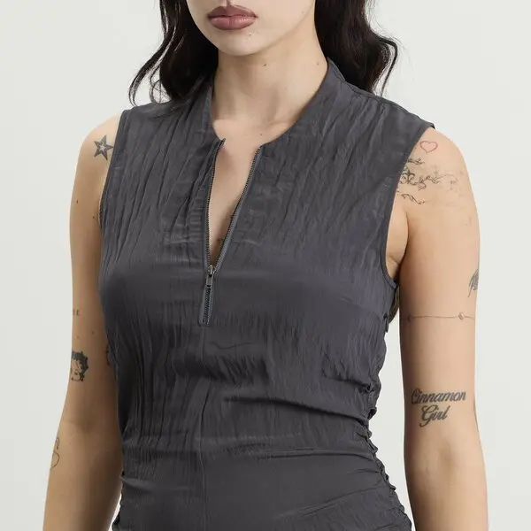 WON HUNDRED Silla Asymmetrical Zip Neck Dress