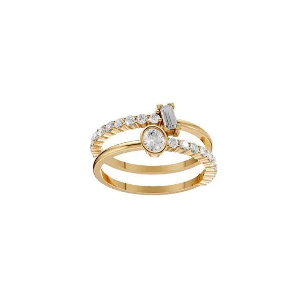 AYA FINE JEWELRY Emerald & Oval Lab Diamond Bypass Ring In 14k Gold - Yellow
