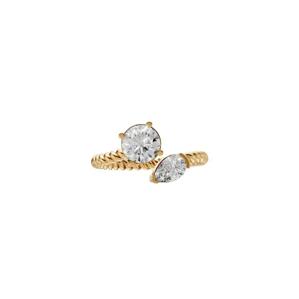 AYA FINE JEWELRY 1.19 Ctw Round & Pear Cut Lab Diamond Bypass Ring In 14k Gold - Yellow