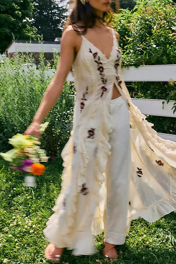 Free People Rosa Embroidered Maxi Top