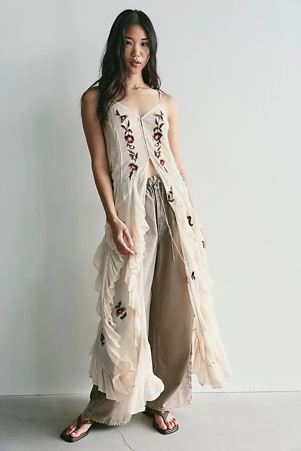 Free People Rosa Embroidered Maxi Top