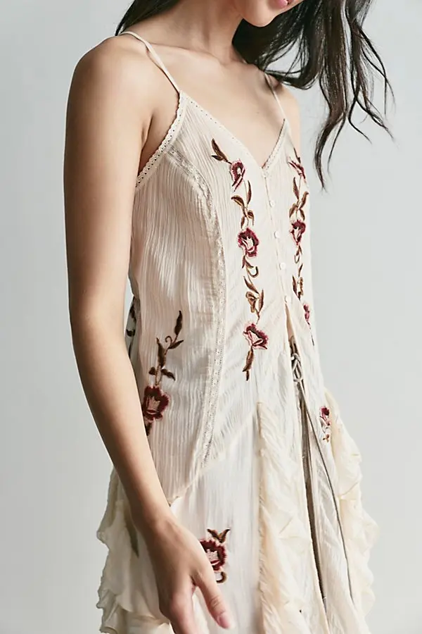 Free People Rosa Embroidered Maxi Top