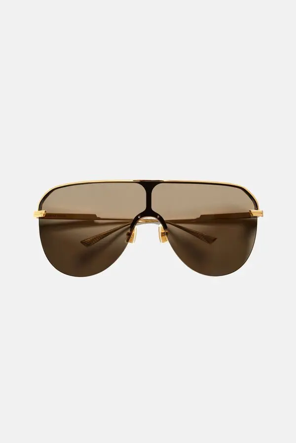 Bottega Veneta Long Ribbon Shield Sunglasses - Gold