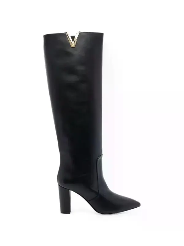 VIA ROMA 15 Pointed-toe V-logo Boots - Black
