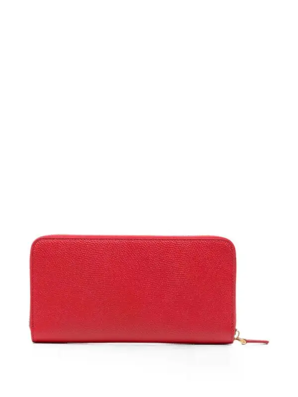 Valentino Garavani Vlogo Signature Zip Wallet In Grainy Calfskin - Red