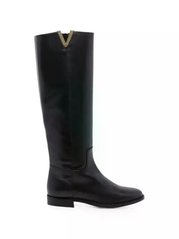 VIA ROMA 15 V-logo Leather Knee-high Boots