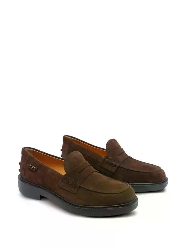 TOD'S Suede Loafers With Gommino Detailing - Brown