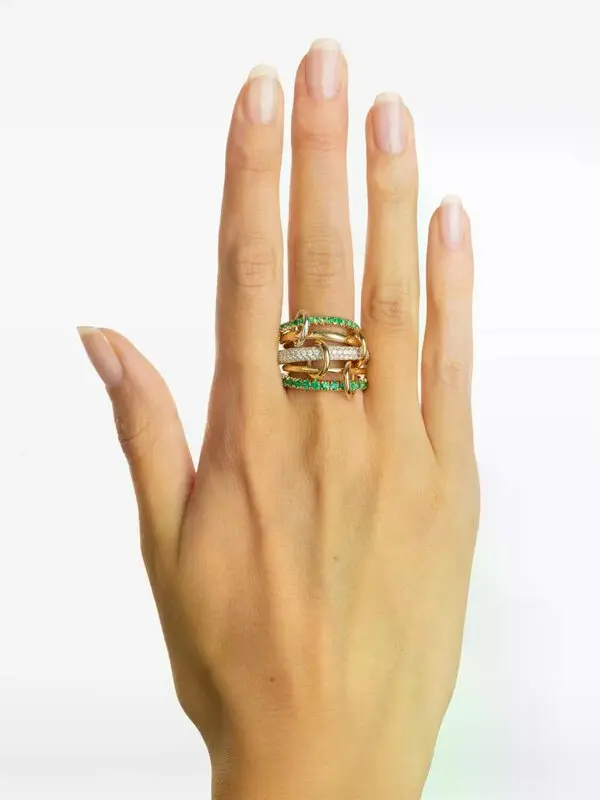 SPINELLI KILCOLLIN Chloe Vert Diamond And Emerald Link Ring - Gold
