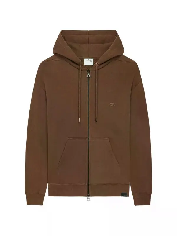 COURREGES Logo-embroidered Zip-up Hoodie