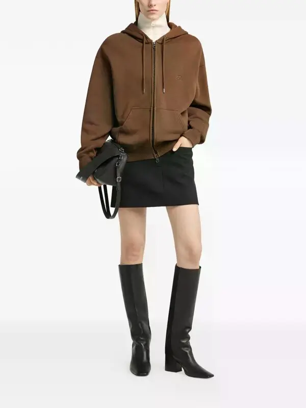 COURREGES Logo-embroidered Zip-up Hoodie