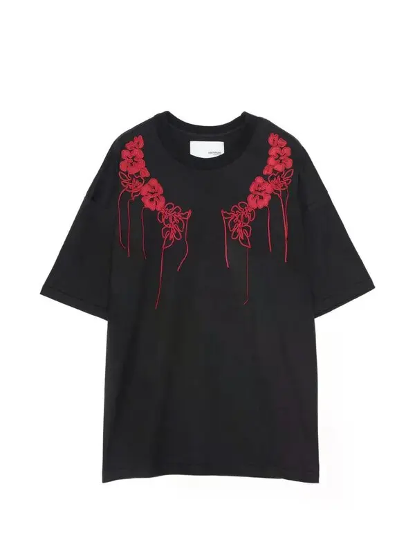 YOSHIOKUBO Floral-embroidered T-shirt - Black