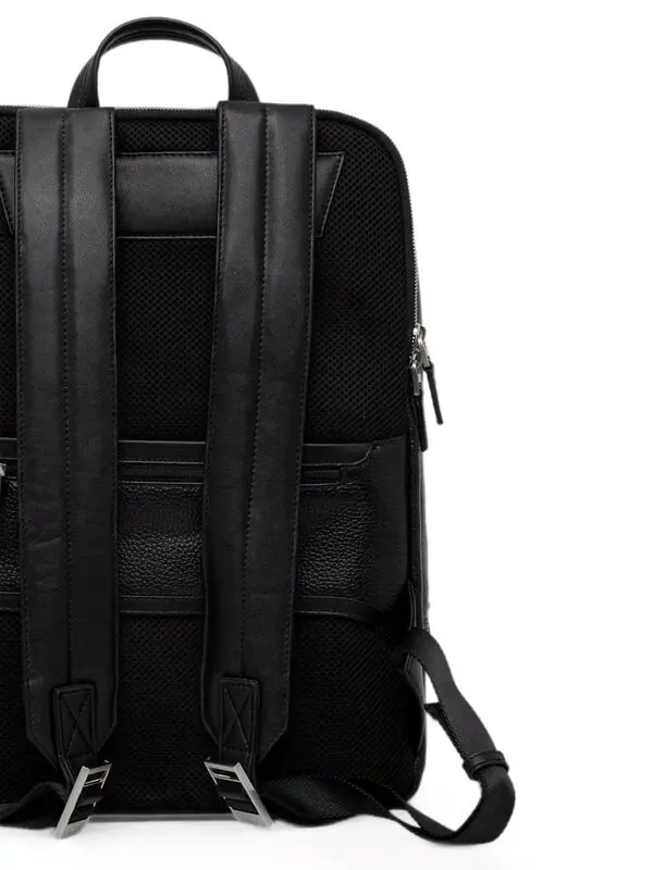 Guess Monaco Logo-plaque Pebbled-calf Leather Backpack