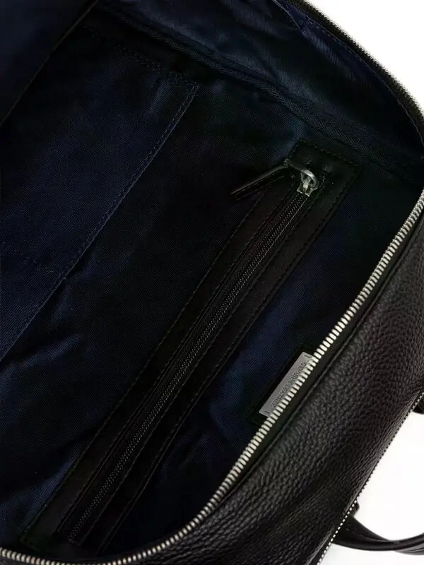 Guess Monaco Logo-plaque Pebbled-calf Leather Backpack
