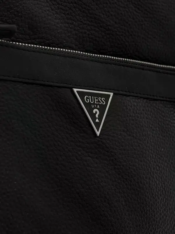 Guess Monaco Logo-plaque Pebbled-calf Leather Backpack