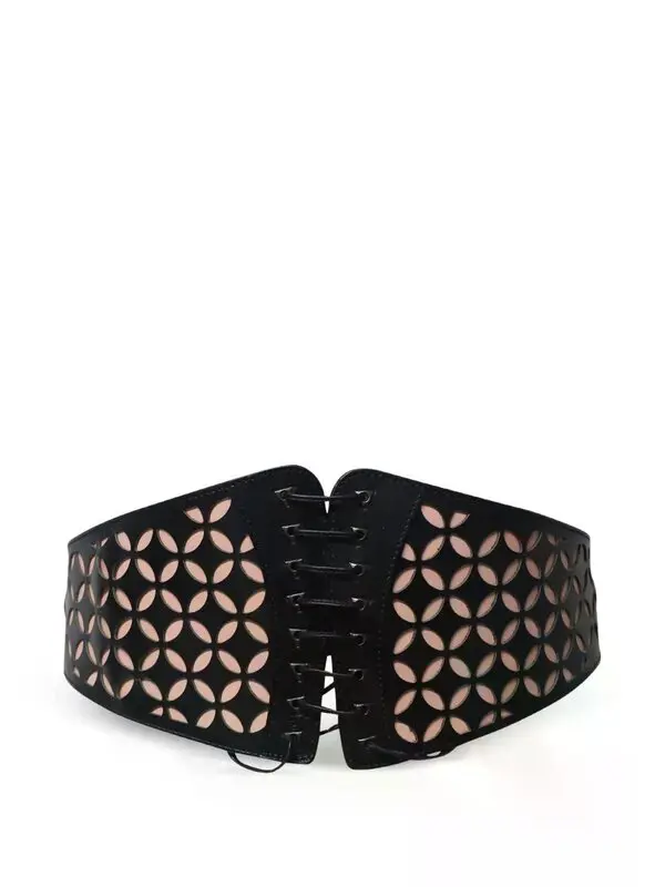 Alaïa Laser-cut Leather Waist Belt - Black