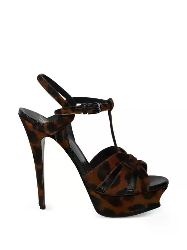 Saint Laurent Tribute Platform Stiletto Sandals - Brown