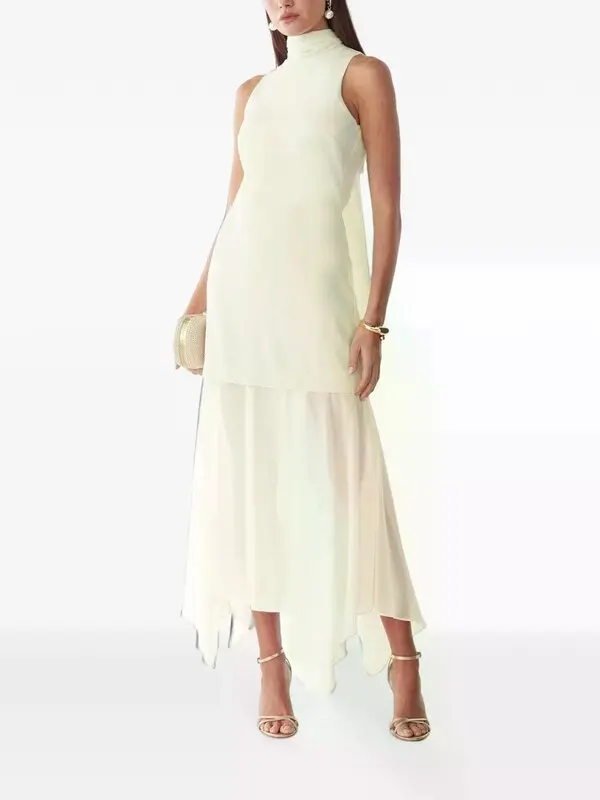 ST MRLO High-neck Handkerchief-hem Maxi Dress