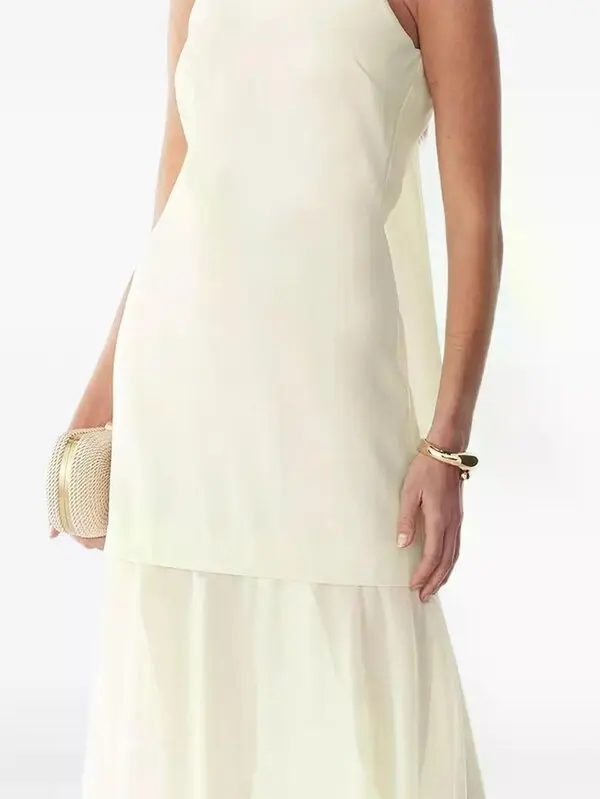 ST MRLO High-neck Handkerchief-hem Maxi Dress - Neutrals