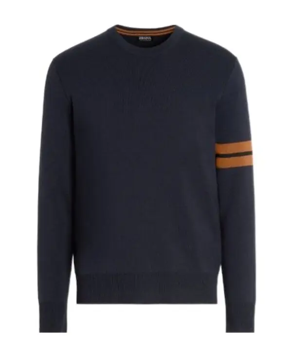 Zegna Stripe-detail Crew-neck Wool Sweatshirt
