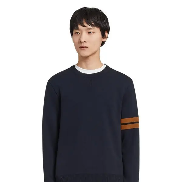 Zegna Stripe-detail Crew-neck Wool Sweatshirt