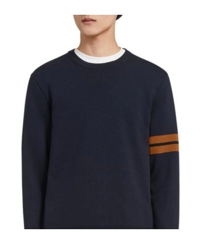 Zegna Wool Crew Neck Sweatshirt With Stripe Detail