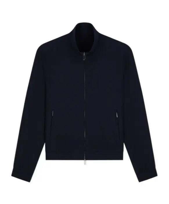 Emporio Armani Full-zip Blouson In 3d Crepe Jersey Signature Capsule - Navy Blue