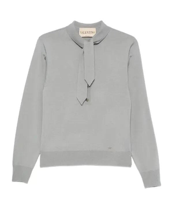 Valentino Garavani Tie-neck Button-up Polo Shirt