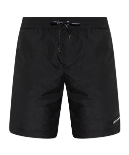 Dolce & Gabbana Dolce Gabbana Logo Patch Swim Shorts - Black