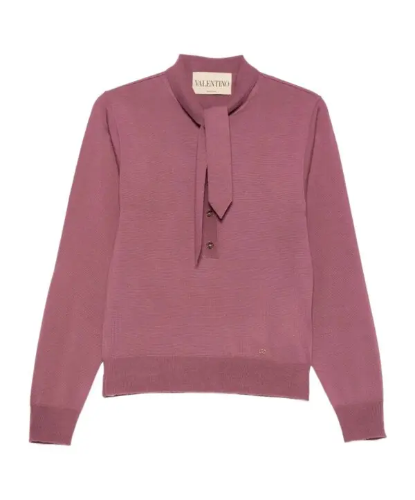 Valentino Garavani Tie-neck Button-up Polo Shirt