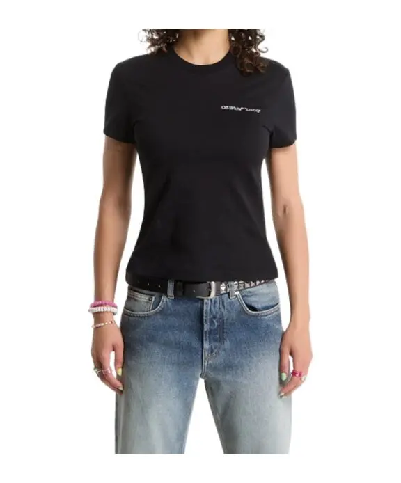 Off-White Crew Neck Short-sleeved T-shirt - Black