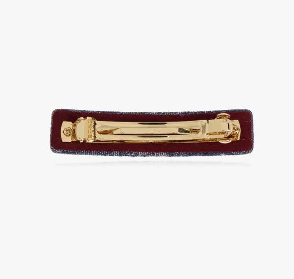 Etro Cotton And Linen Jacquard Hair Clip With Leafy Motif