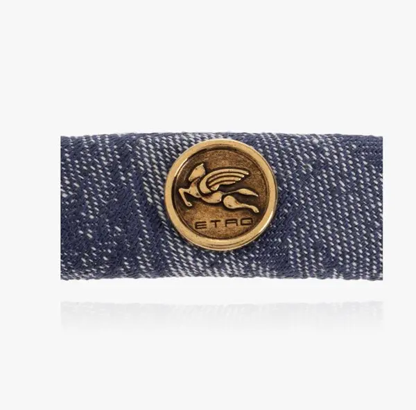 Etro Cotton And Linen Jacquard Hair Clip With Leafy Motif