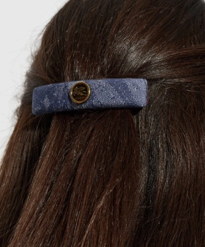 Etro Cotton And Linen Jacquard Hair Clip With Leafy Motif