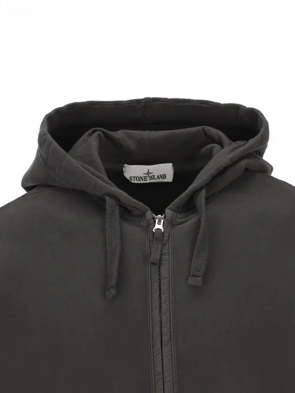 Stone Island Zip-up Compass Patch Hoodie - Leaden