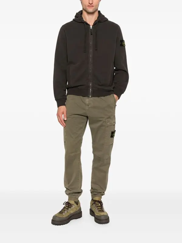 Stone Island Zip-up Compass Patch Hoodie - Leaden