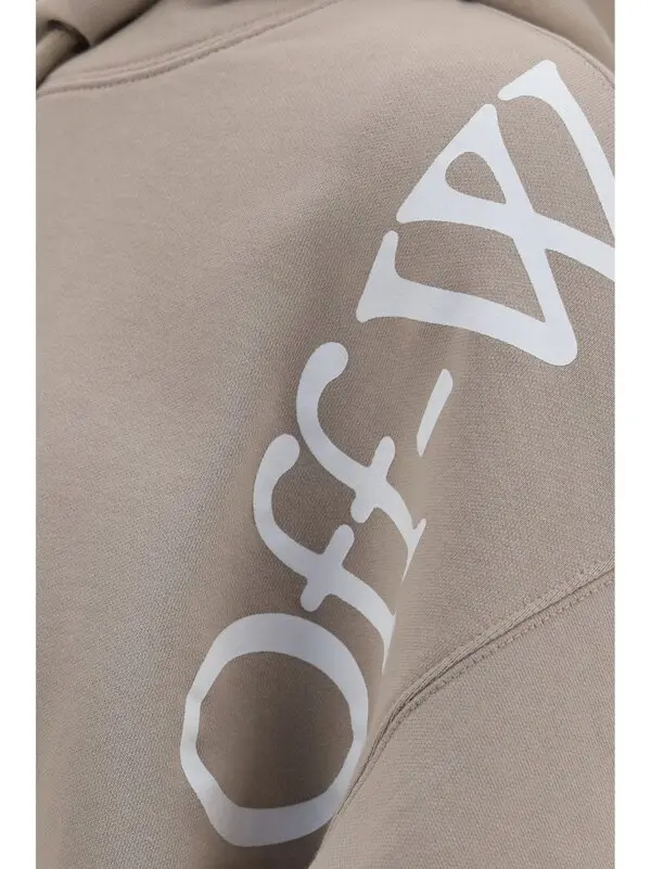 Off-White Drawstring Hooded Sweatshirt - Nude
