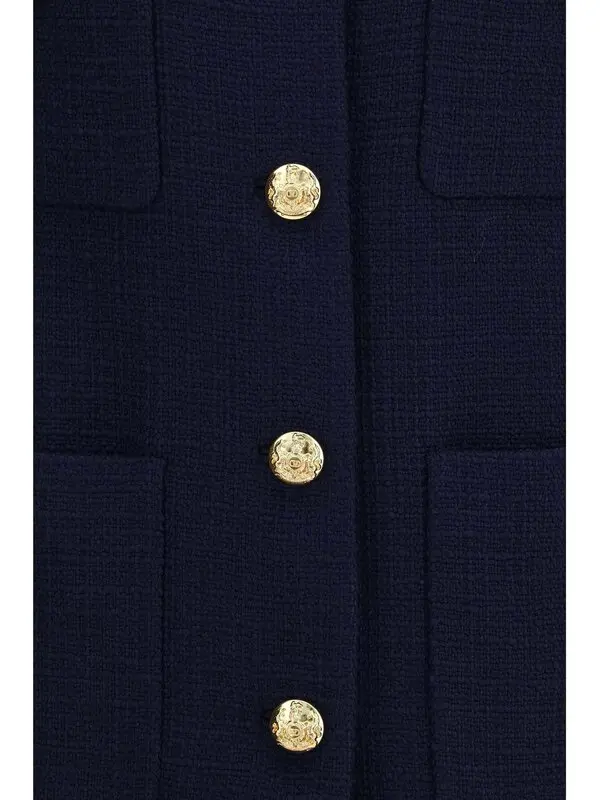 Valentino Garavani Tweed Button-up Caban - Navy Blue