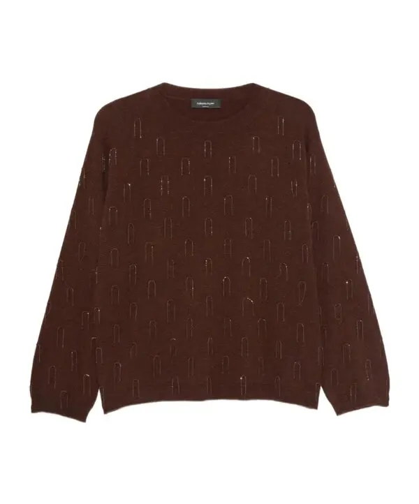 Fabiana Filippi Embellished Long-sleeve Sweater - Dark Brown