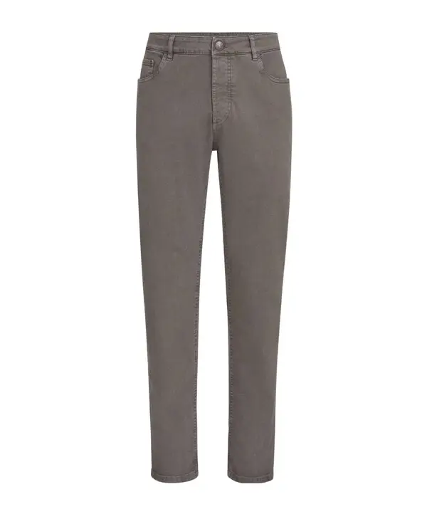 Brunello Cucinelli Logo Patch Straight-leg Trousers - Gray