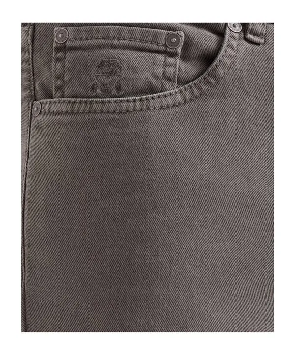 Brunello Cucinelli Logo Patch Straight-leg Trousers - Gray