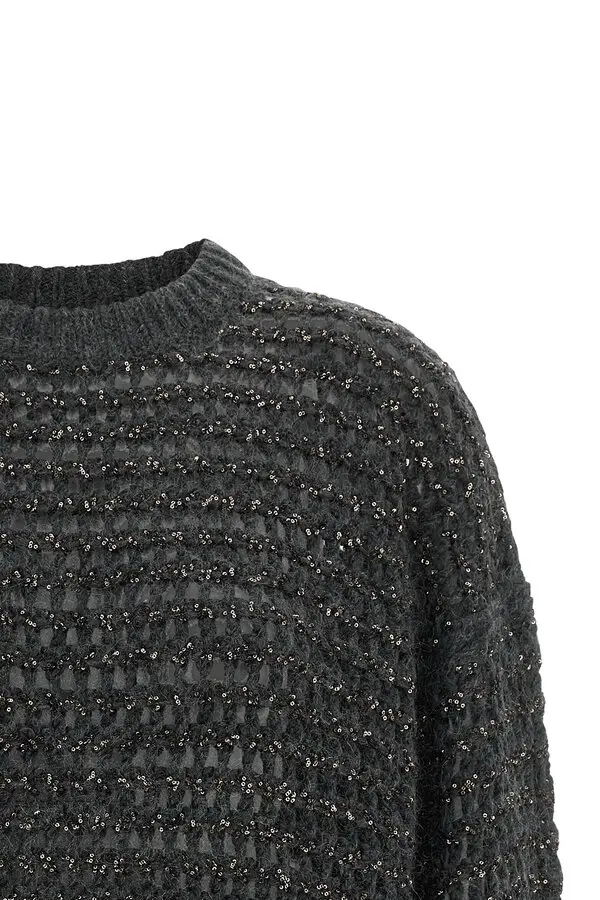 Brunello Cucinelli Sequin-embellished Open-mesh Sweater