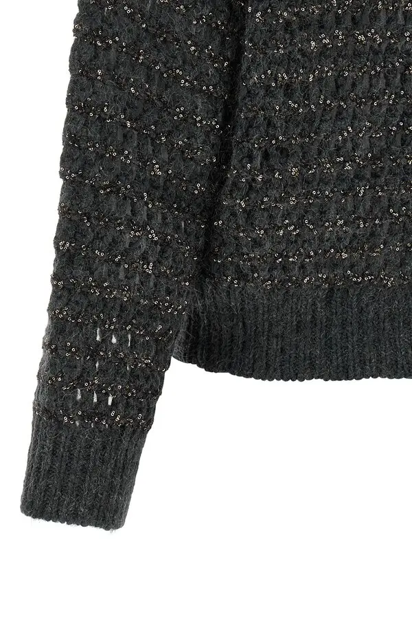Brunello Cucinelli Sequin-embellished Open-mesh Sweater