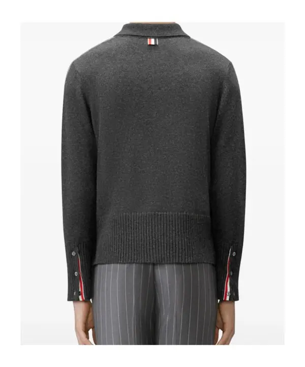 Thom Browne Baby Cable Stitch 4-bar Long Sleeve Polo Shirt