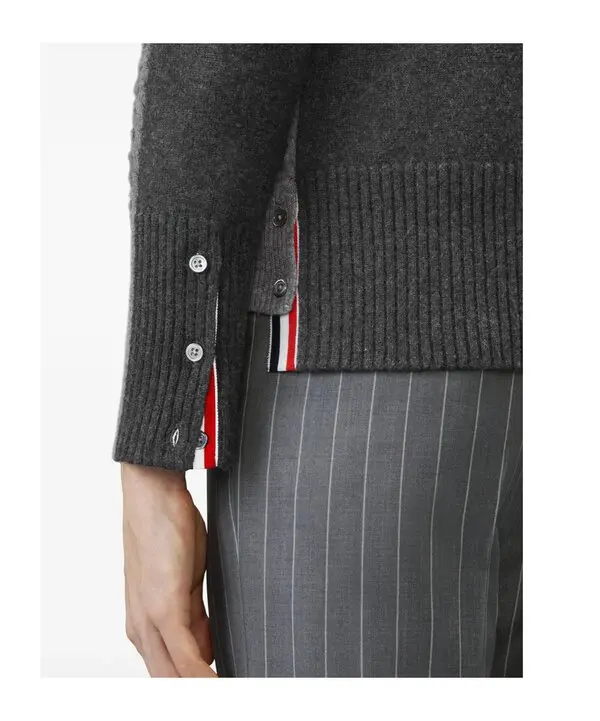 Thom Browne Baby Cable Stitch 4-bar Long Sleeve Polo Shirt