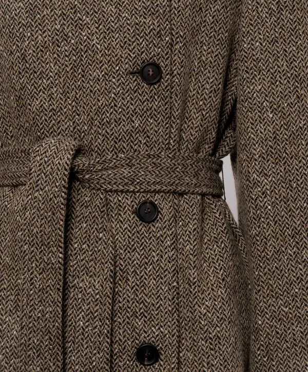 Brunello Cucinelli Belted Chevron Coat - Black