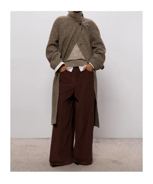 Brunello Cucinelli Belted Chevron Coat - No